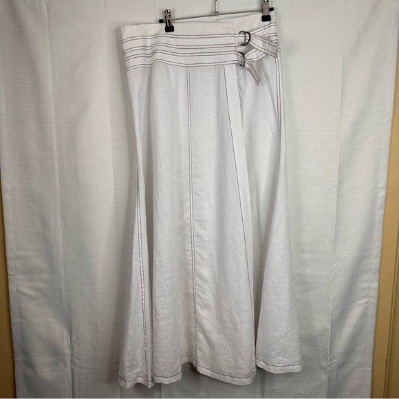 Vintage | Skirts | Vintage Susan Bristol Linen Skirt Contrast Stitching ...